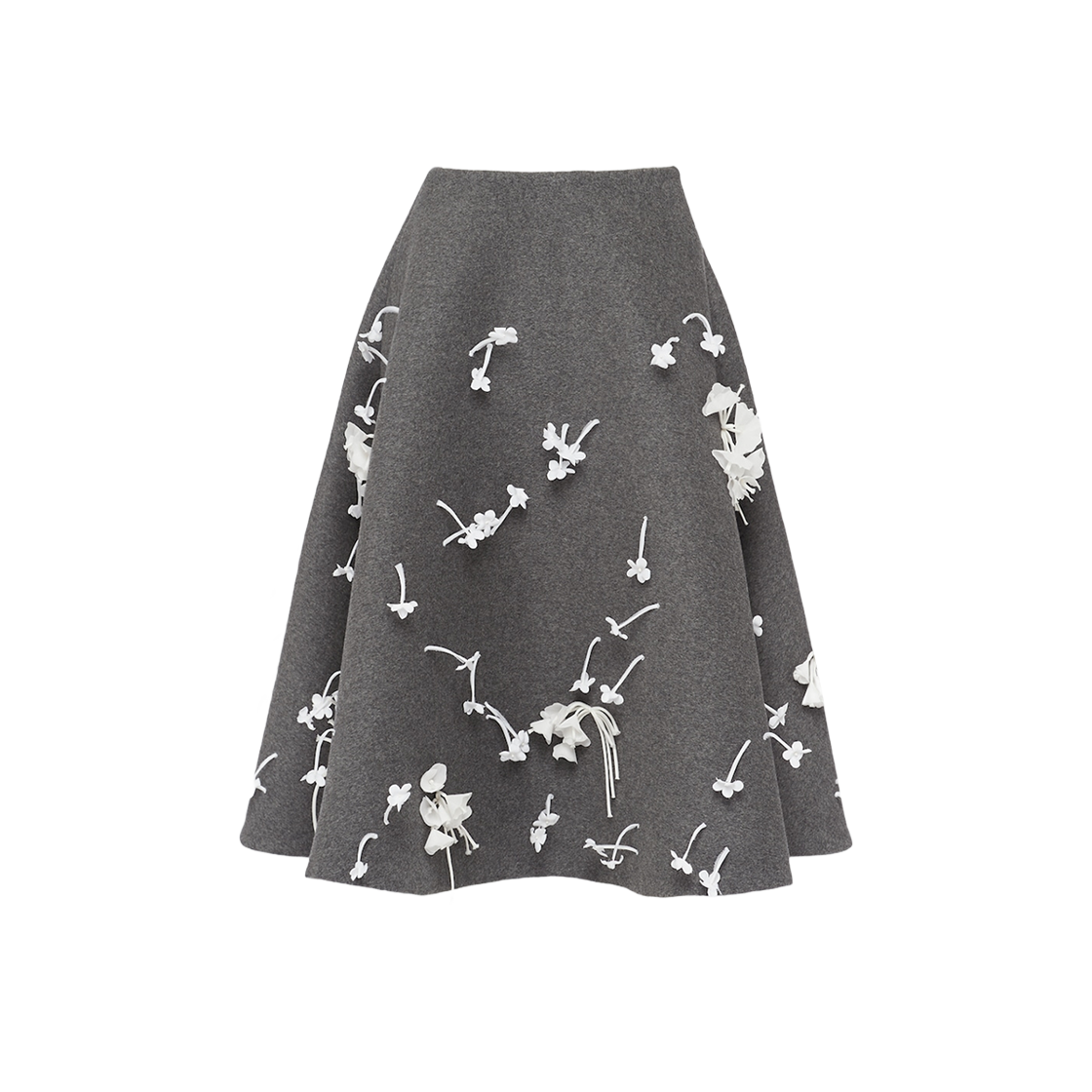 (W) 프라다 자수 벨루어 미디 스커트 슬레이트 그레이 | Prada | KREAM