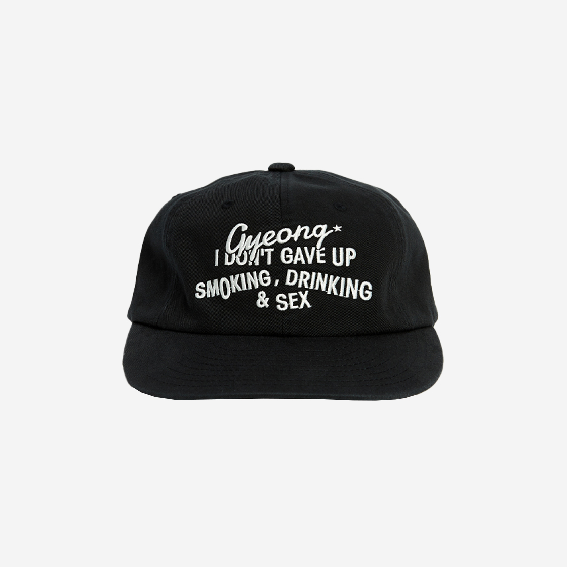 경 워시드 로고 6패널 캡 블랙 | Gyeong | KREAM