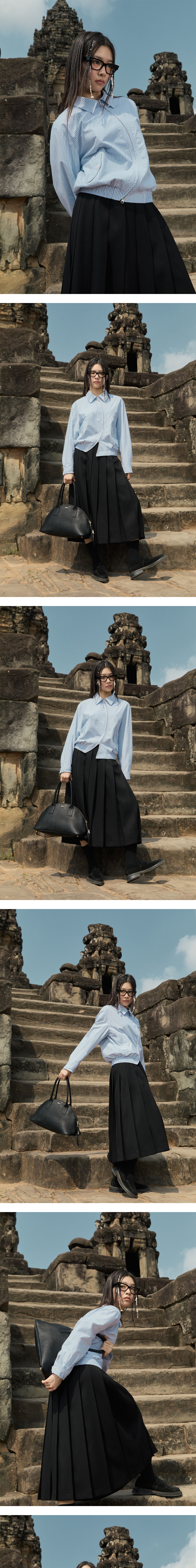 에스티유 우먼즈 스트라이프 라운드 자켓 블루 | STU | KREAM