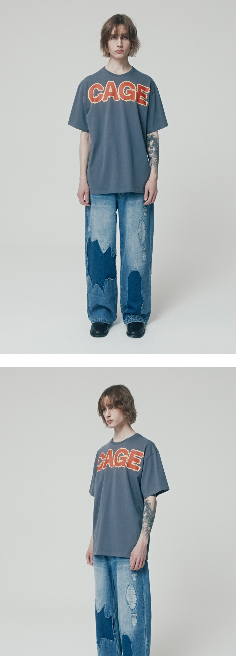 더바이닐하우스 패치워크 데님 팬츠 블루 | Thevinylhouse | KREAM