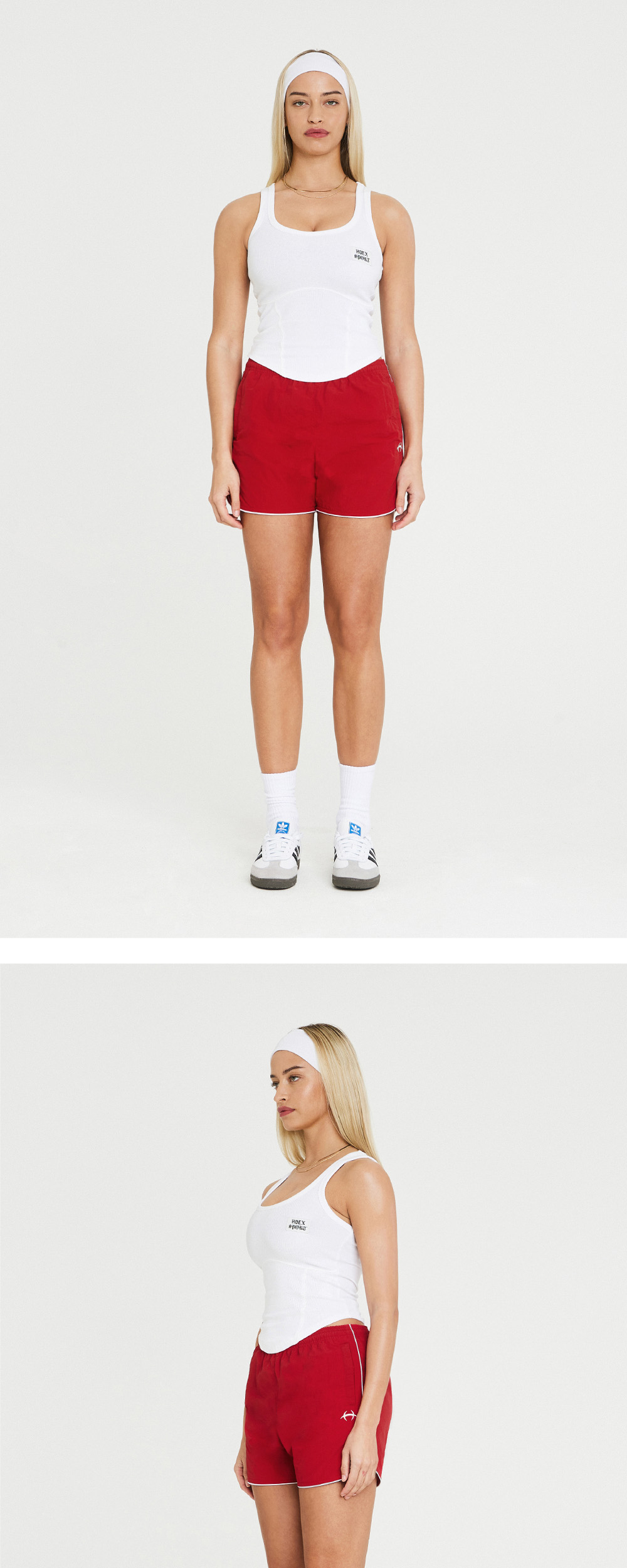 에이치덱스 우먼스 파이핑 나일론 쇼츠 레드 | HDEX | KREAM