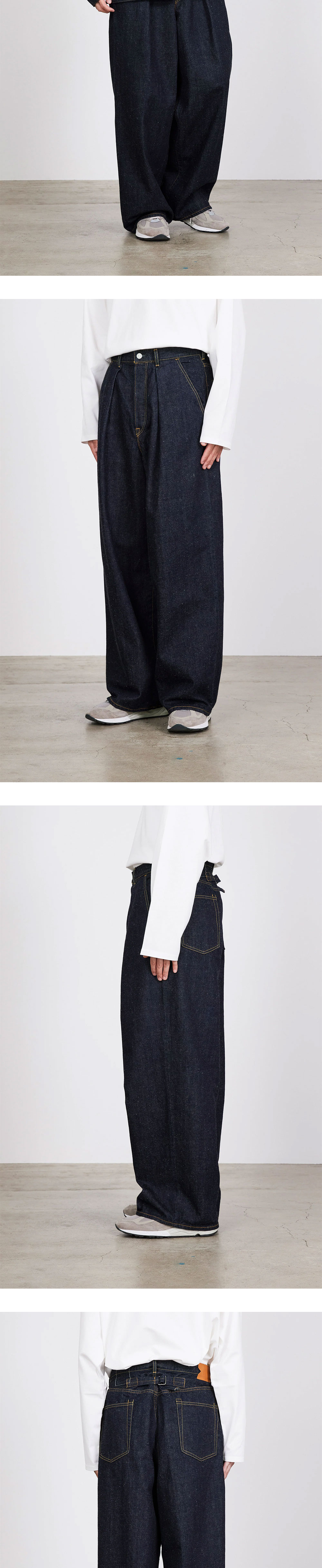 마카웨어 플리츠 와이드 데님 인디고 | Markaware | KREAM