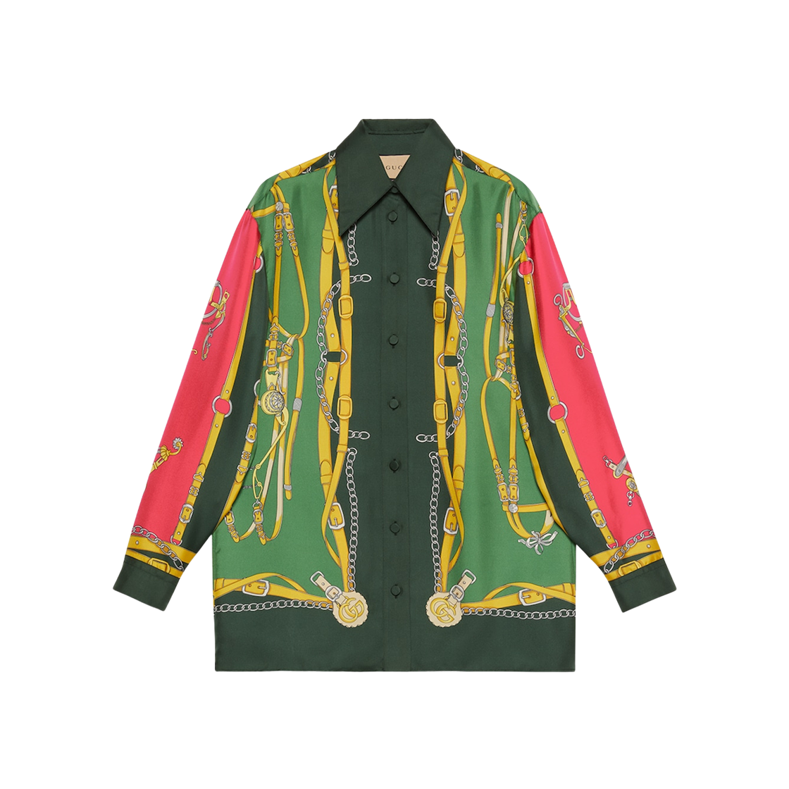 (W) 구찌 하네스 앤 더블 G 실크 셔츠 멀티컬러 | Gucci | KREAM