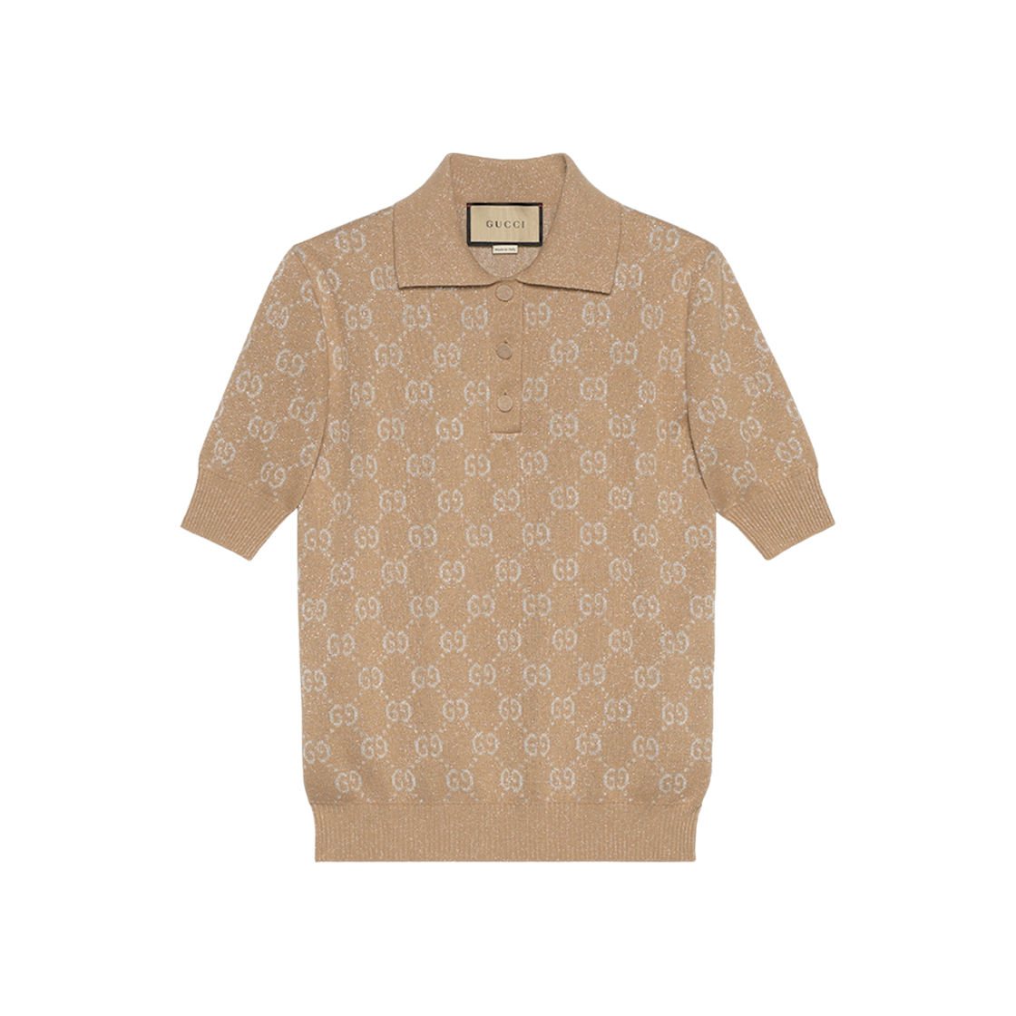 (W) 구찌 라메 GG 자카드 니트 폴로 카멜 베이지 | Gucci | KREAM