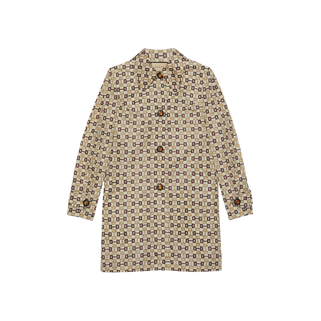(W) 구찌 홀스빗 프린트 나일론 코트 아이보리 브라운 | Gucci | KREAM
