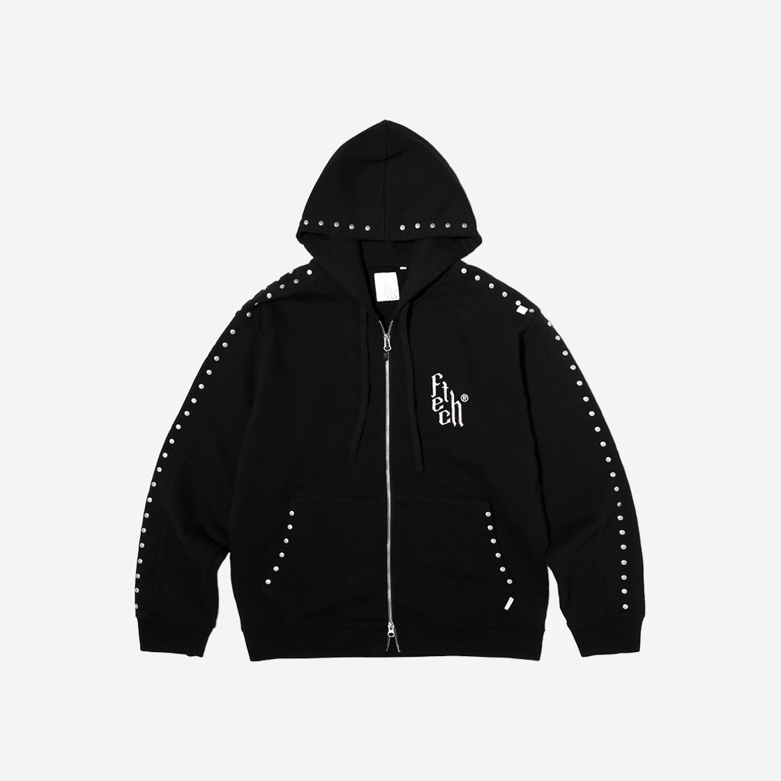 페치 로고 스터디드 후드 집업 블랙 | Fetch | KREAM