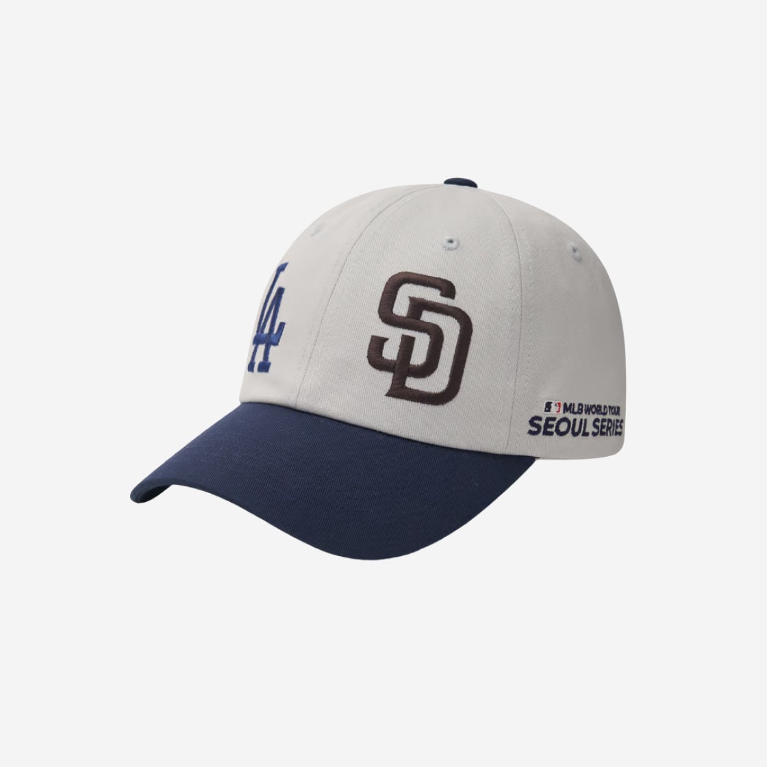 MLB 서울 시리즈 베이직 듀얼 로고 언스트럭쳐 볼캡 LA SD 라이트 그레이 | MLB | KREAM