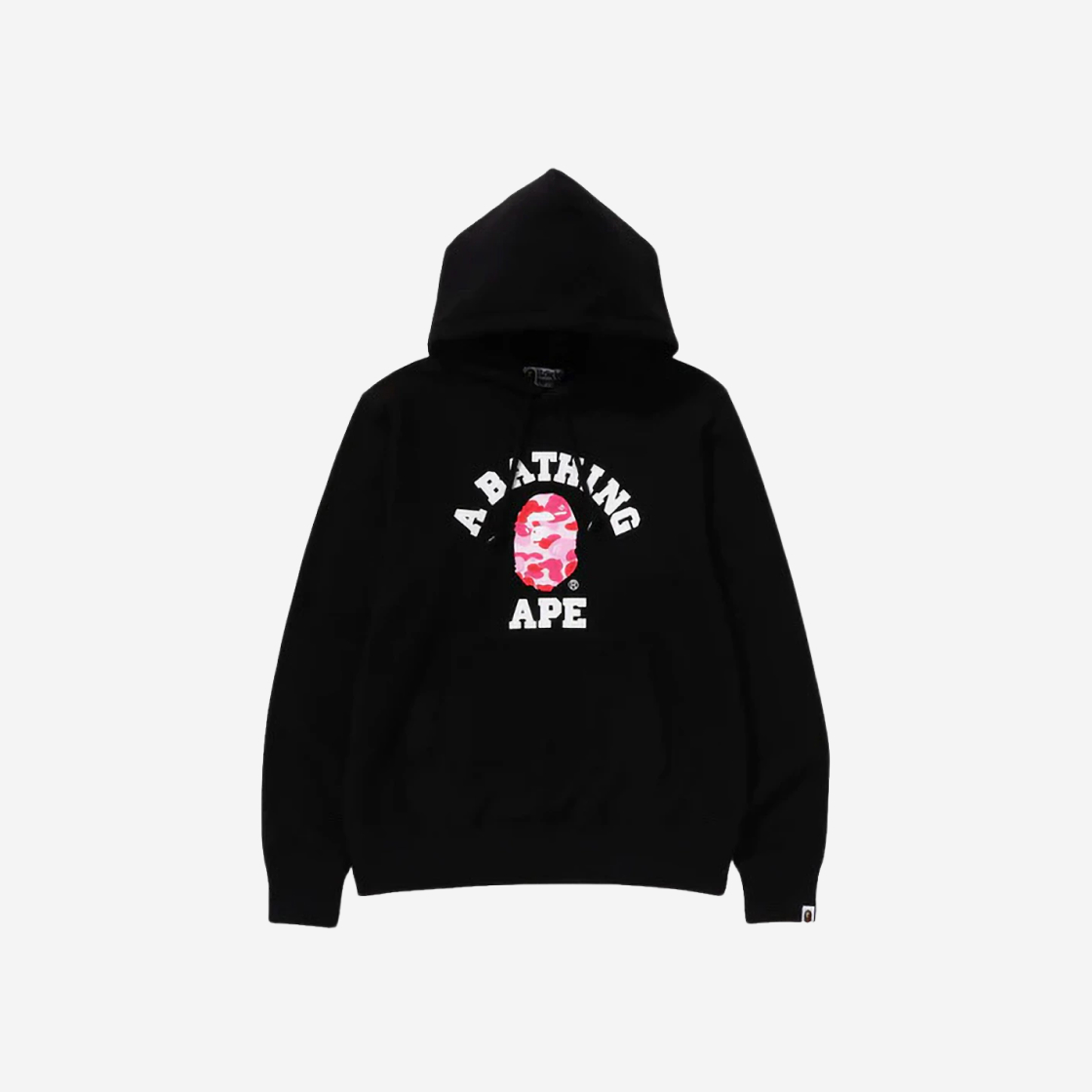 베이프 ABC 카모 컬리지 오가닉 코튼 풀오버 후드 블랙 핑크 | BAPE | KREAM