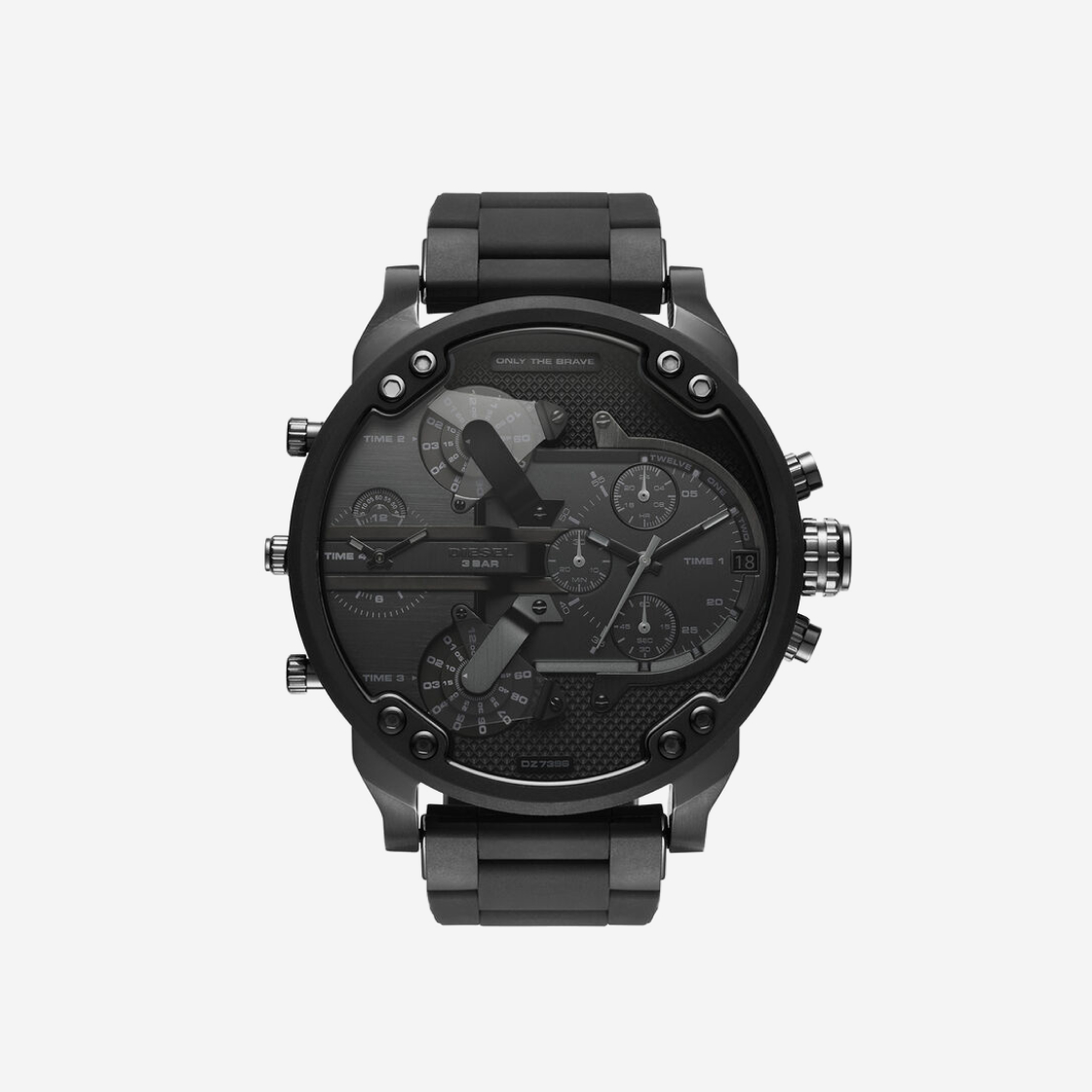 디젤 DZ7396 미스터 대디 2.0 쿼츠 투핸드 스테인리스 스틸 실리콘 블랙 | Diesel | KREAM