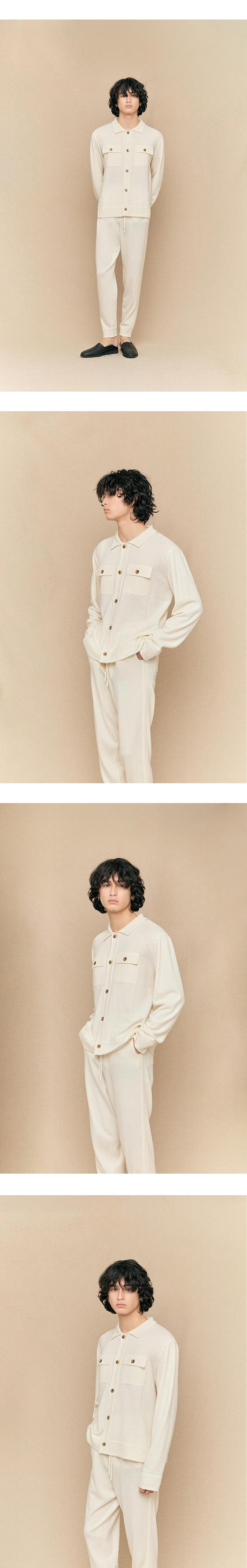 바이랑 울 캐시미어 로고 트랙 팬츠 아이보리 | BY RANG | KREAM