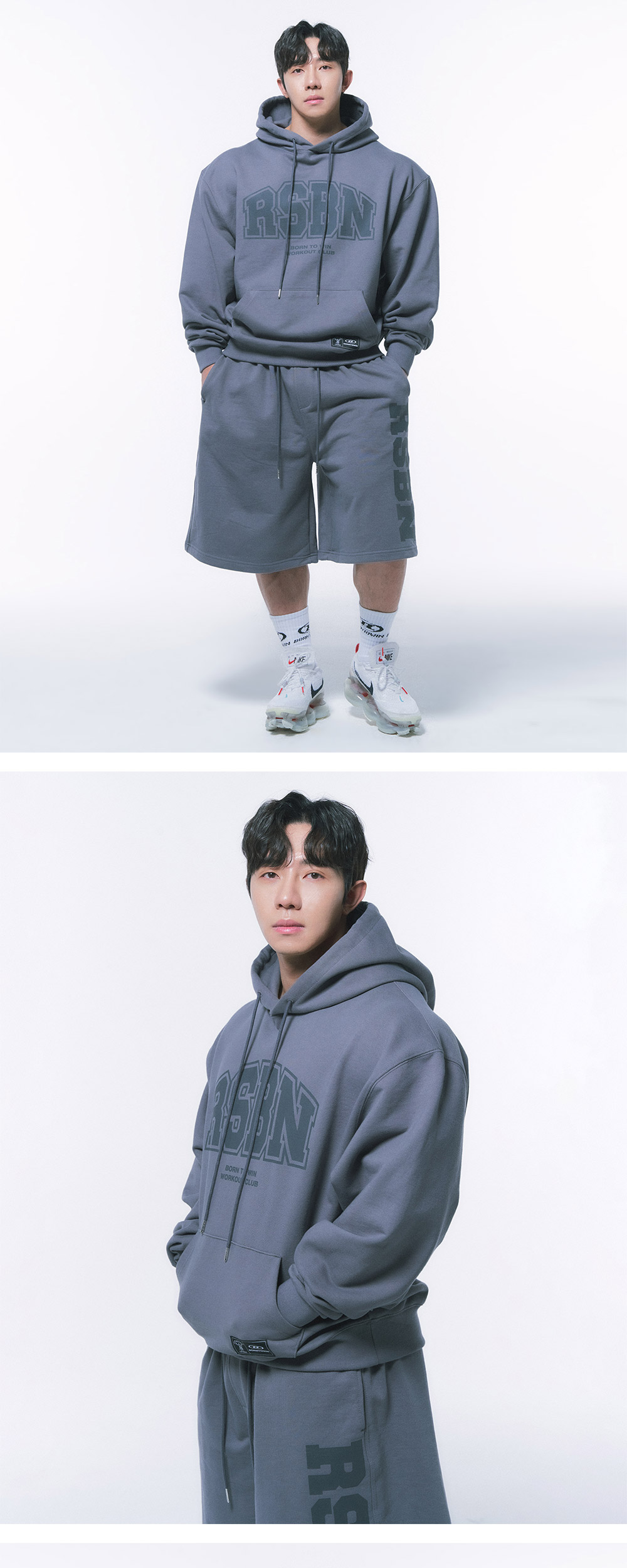 본투윈 RSBN 오버핏 후디 차콜 | BORN TO WIN | KREAM