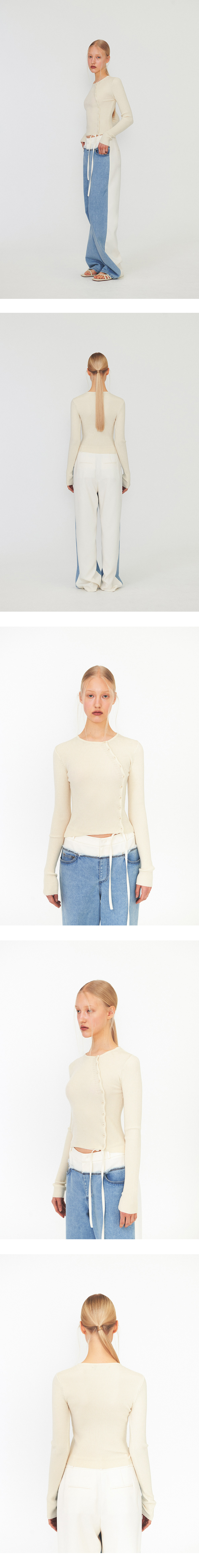 다이애그널 버튼 립 가디건 아이보리 | DIAGONAL | KREAM