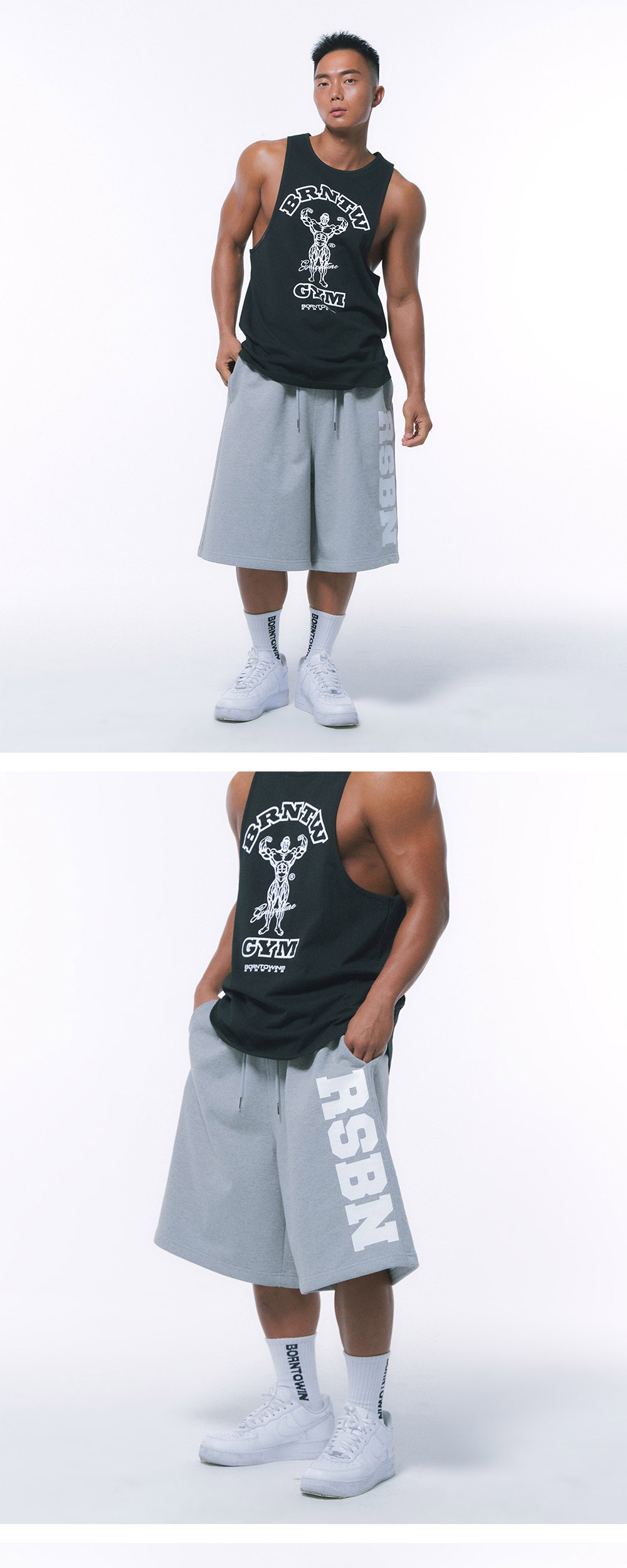 본투윈 RSBN 하프 팬츠 롱 Ver 멜란지그레이 | BORN TO WIN | KREAM