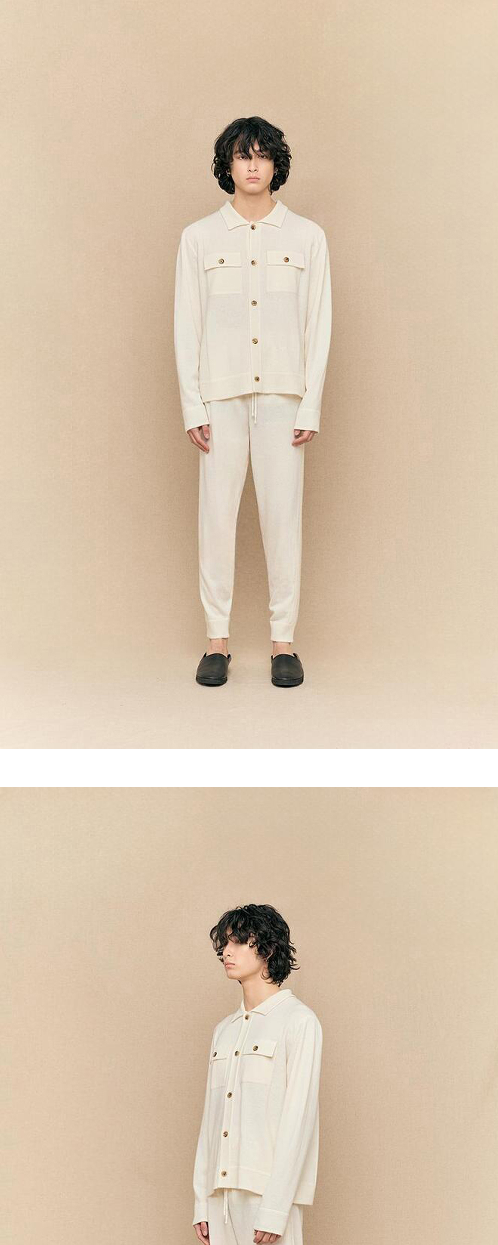 바이랑 울 캐시미어 로고 트랙 팬츠 아이보리 | BY RANG | KREAM