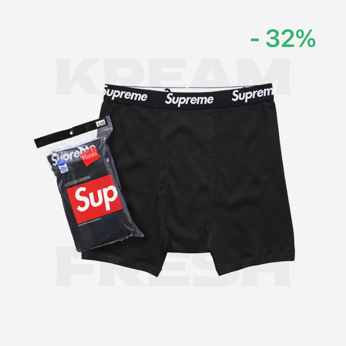 슈프림 헤인즈 박서 브리프 블랙 (4개입) | KREAM DRAW | KREAM