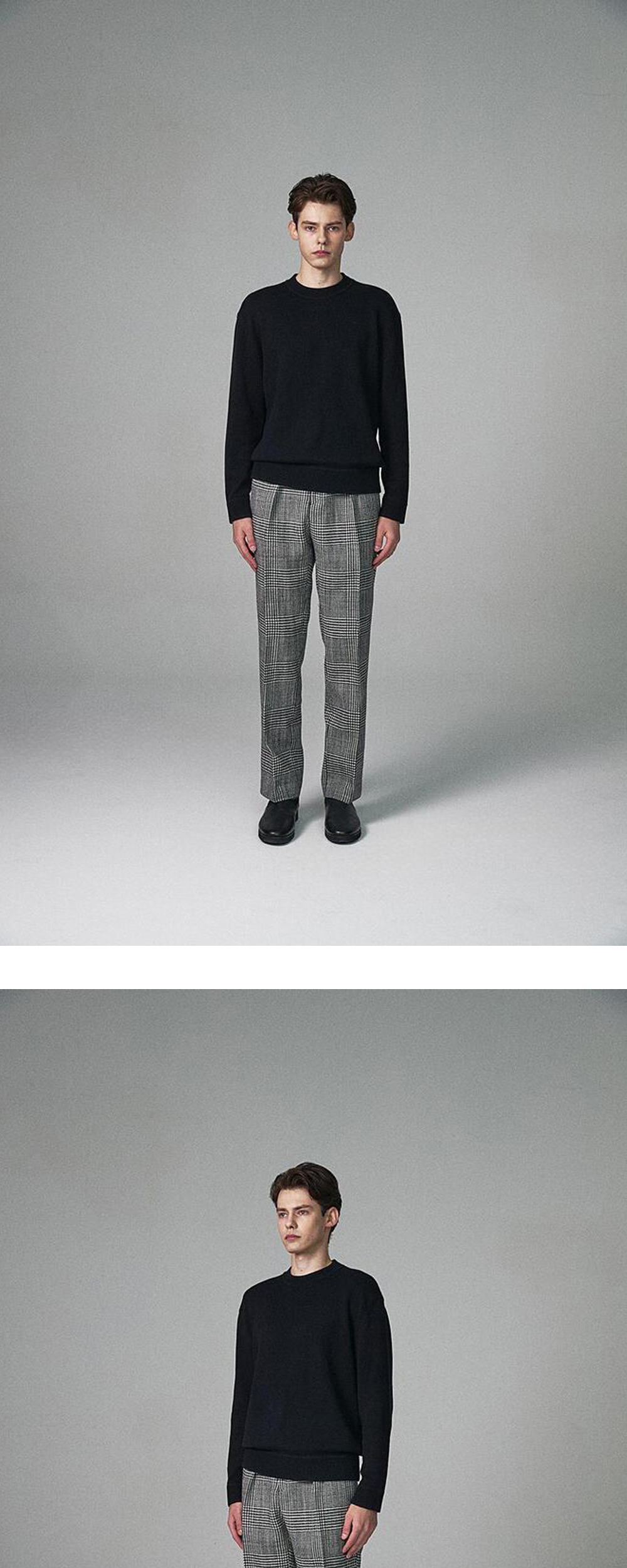 바이랑 크루 넥 코튼 울 스웨터 블랙 | BY RANG | KREAM