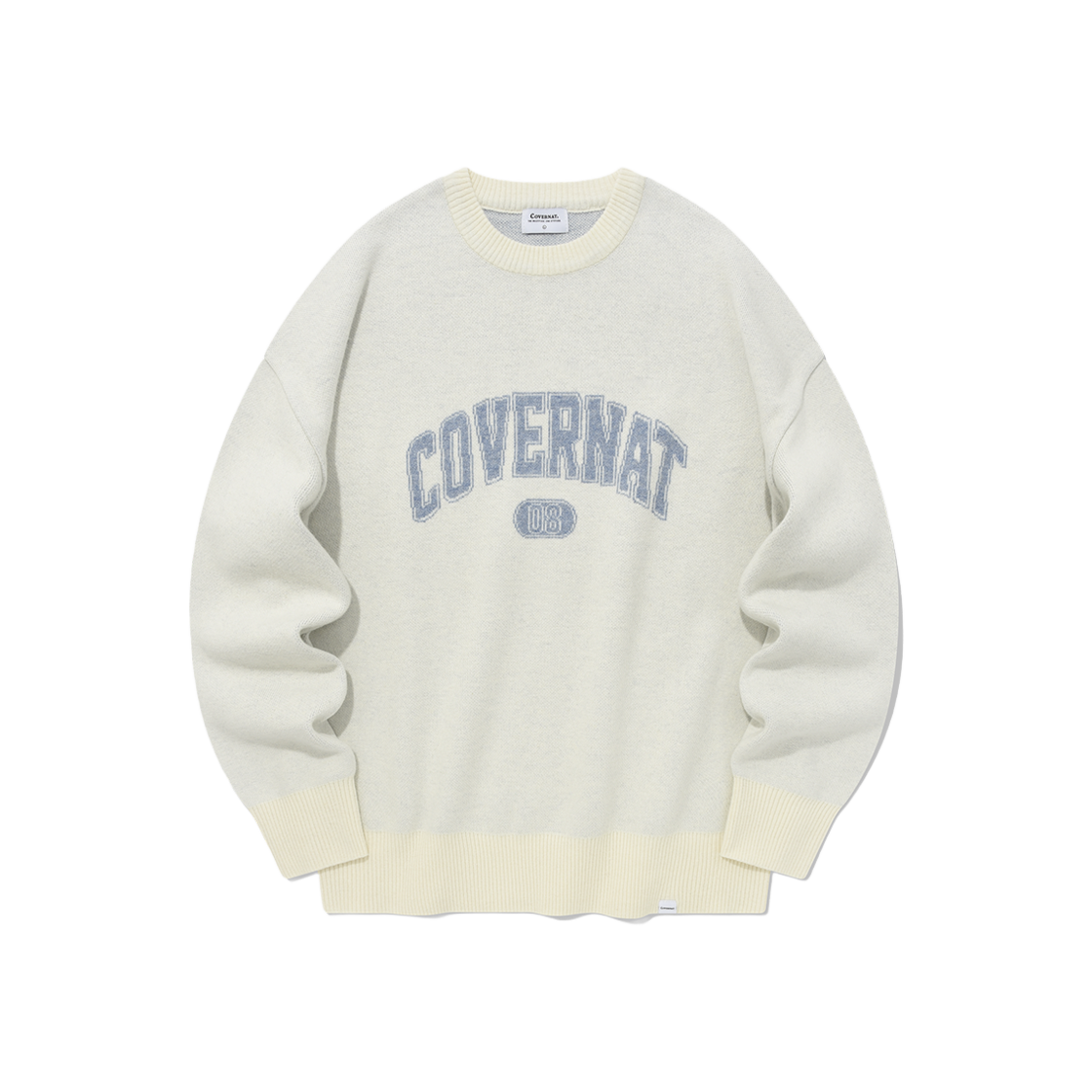 커버낫 램스울 아치 로고 크루넥 니트 아이보리 | COVERNAT | KREAM
