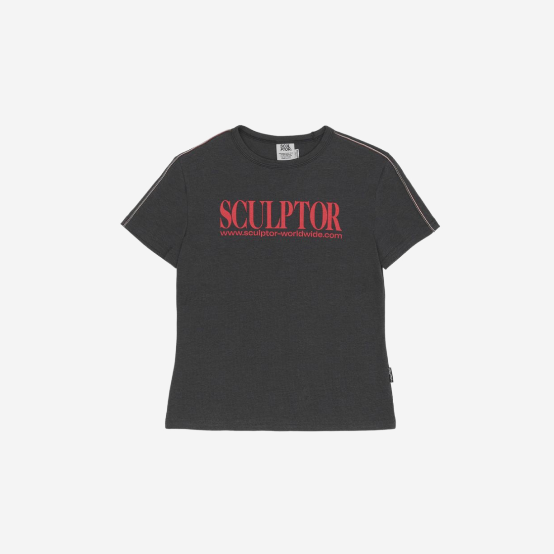 (W) 스컬프터 클래식 로고 파이핑 크롭 탑 차콜 | Sculptor | KREAM