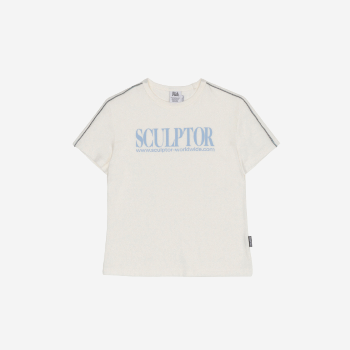 (W) 스컬프터 클래식 로고 파이핑 크롭 탑 화이트 | Sculptor | KREAM