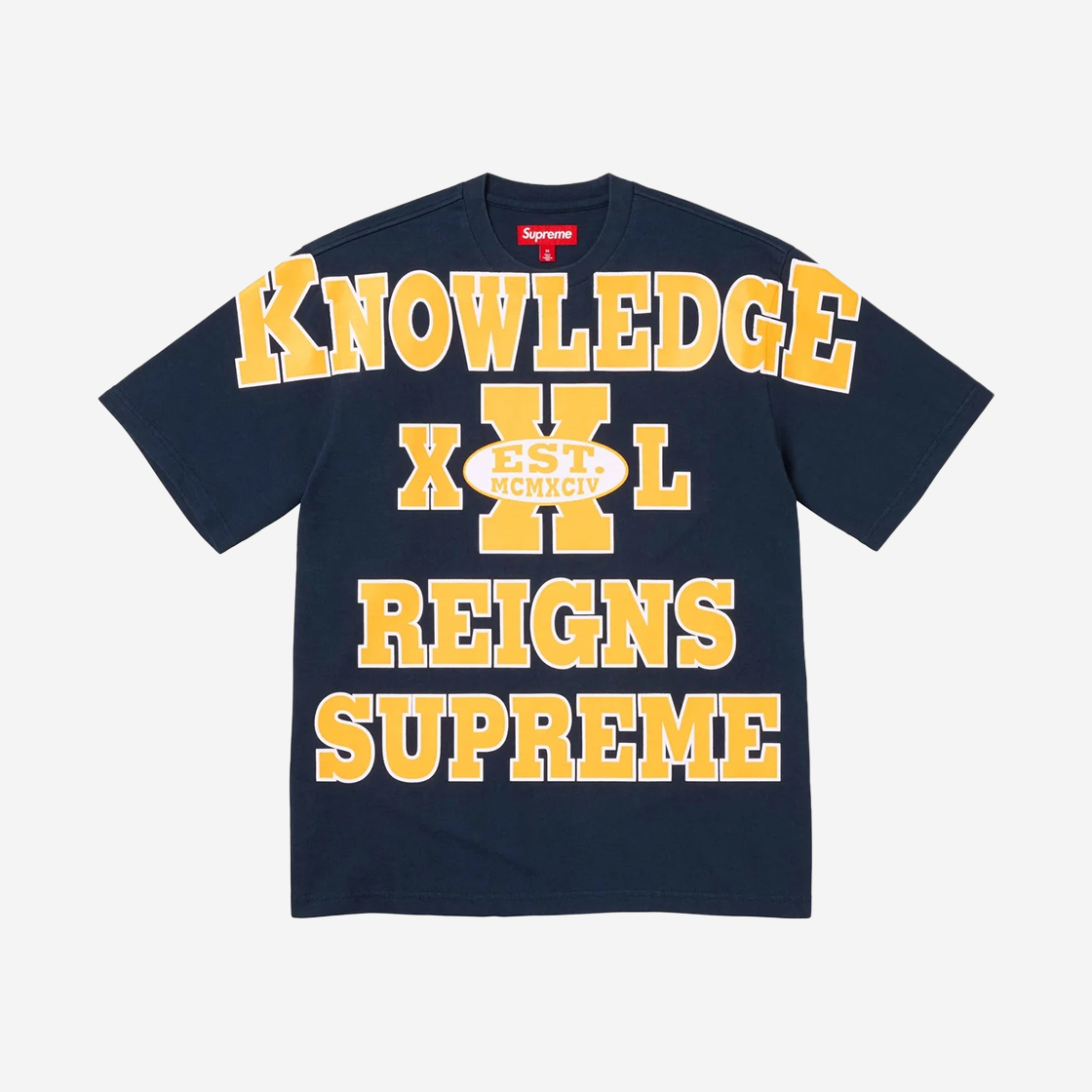 슈프림 오버프린트 놀리지 숏슬리브 탑 네이비 - 24SS | Hype Clothing | KREAM