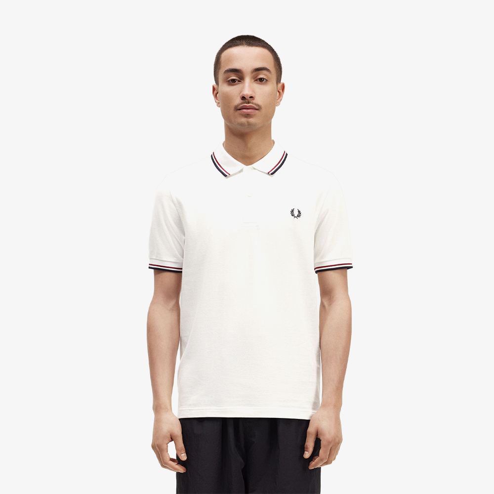 프레드페리 M3600 트윈 팁 프레드페리 셔츠 스노우화이트/번트레드/네이비 | Fred Perry | KREAM