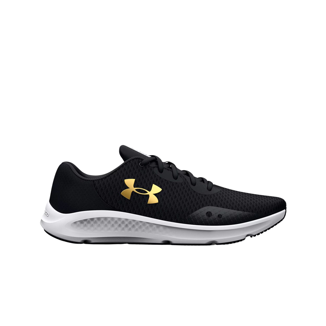 언더아머 Ua 차지드 퍼수트 3 러닝 슈즈 블랙 메탈릭 골드 Under Armour Kream