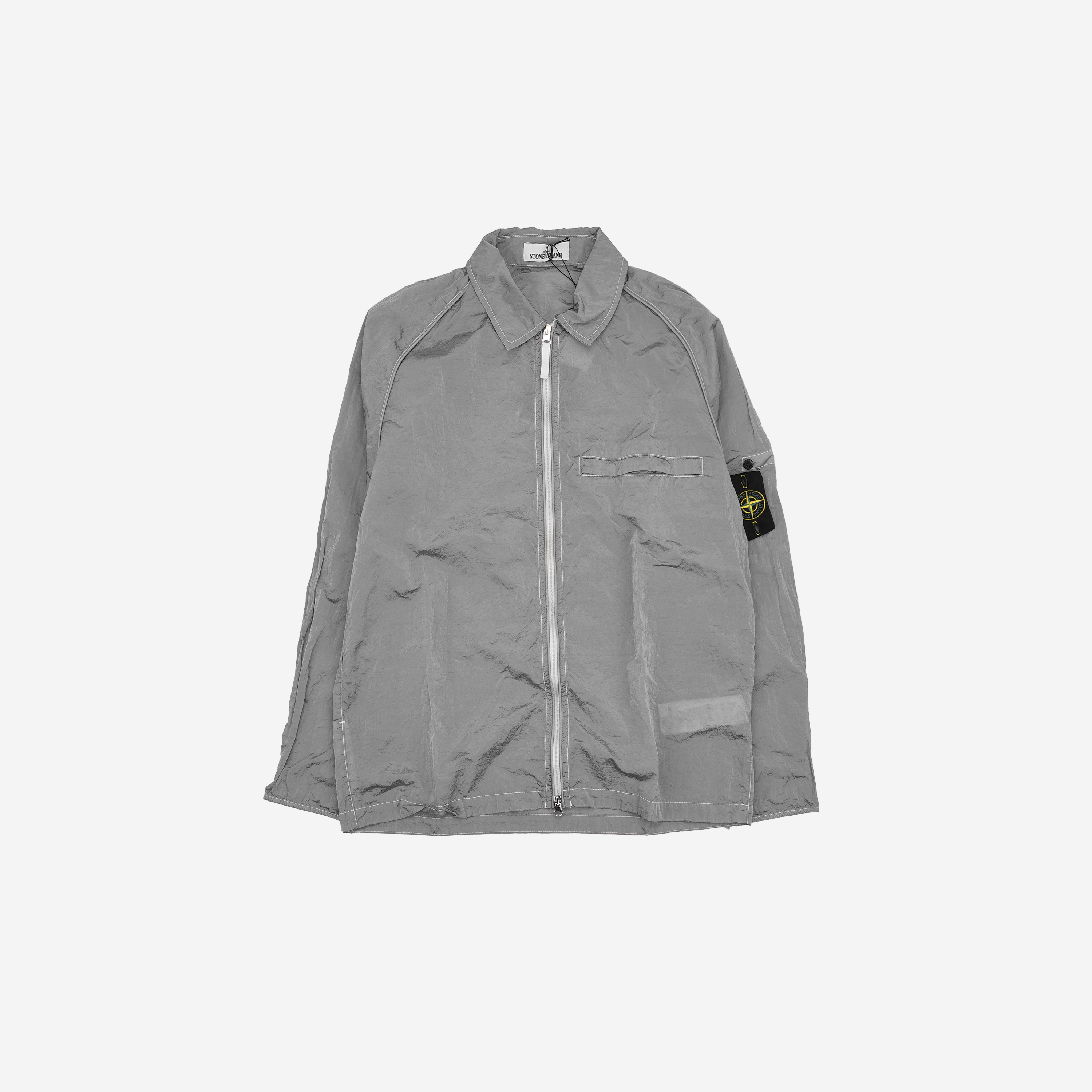 스톤 아일랜드 12321 나일론 메탈 가먼트 다이드 패커블 오버셔츠 아이스 - 22SS | KREAM