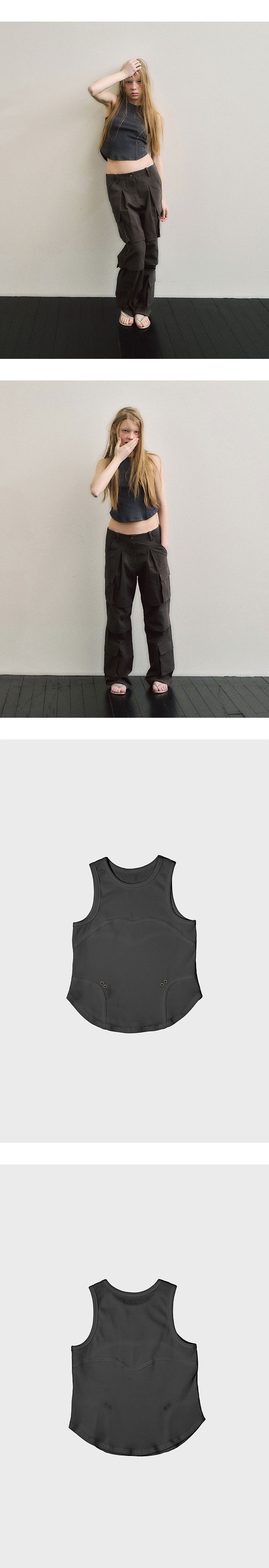 데어드 3D 라인 슬리브리스 차콜 | DARED | KREAM