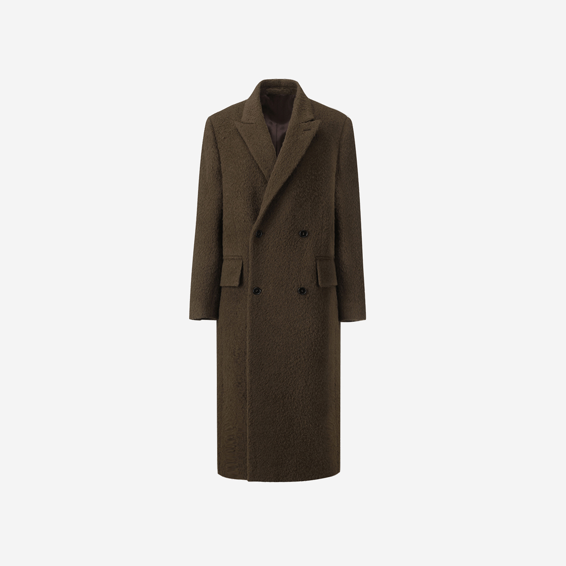 르하스 드베스 더블 브레스트 맨즈 롱 코트 - 브라운 | L'H.A.S | KREAM