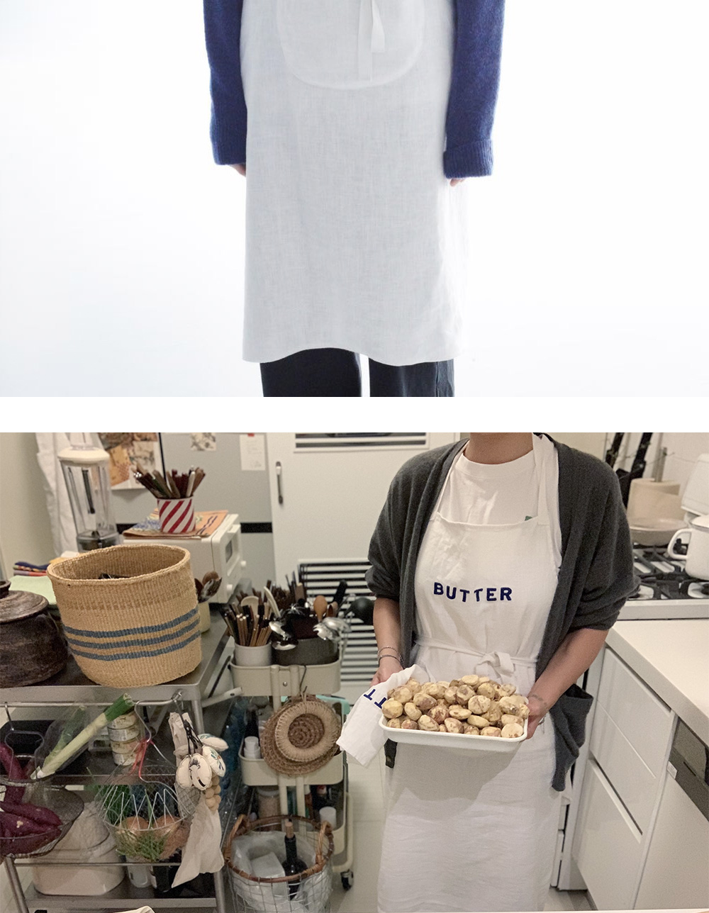 베지터블 플라워 스튜디오 버터 롱 에이프런 | VEGETABLE FLOWER STUDIO | KREAM