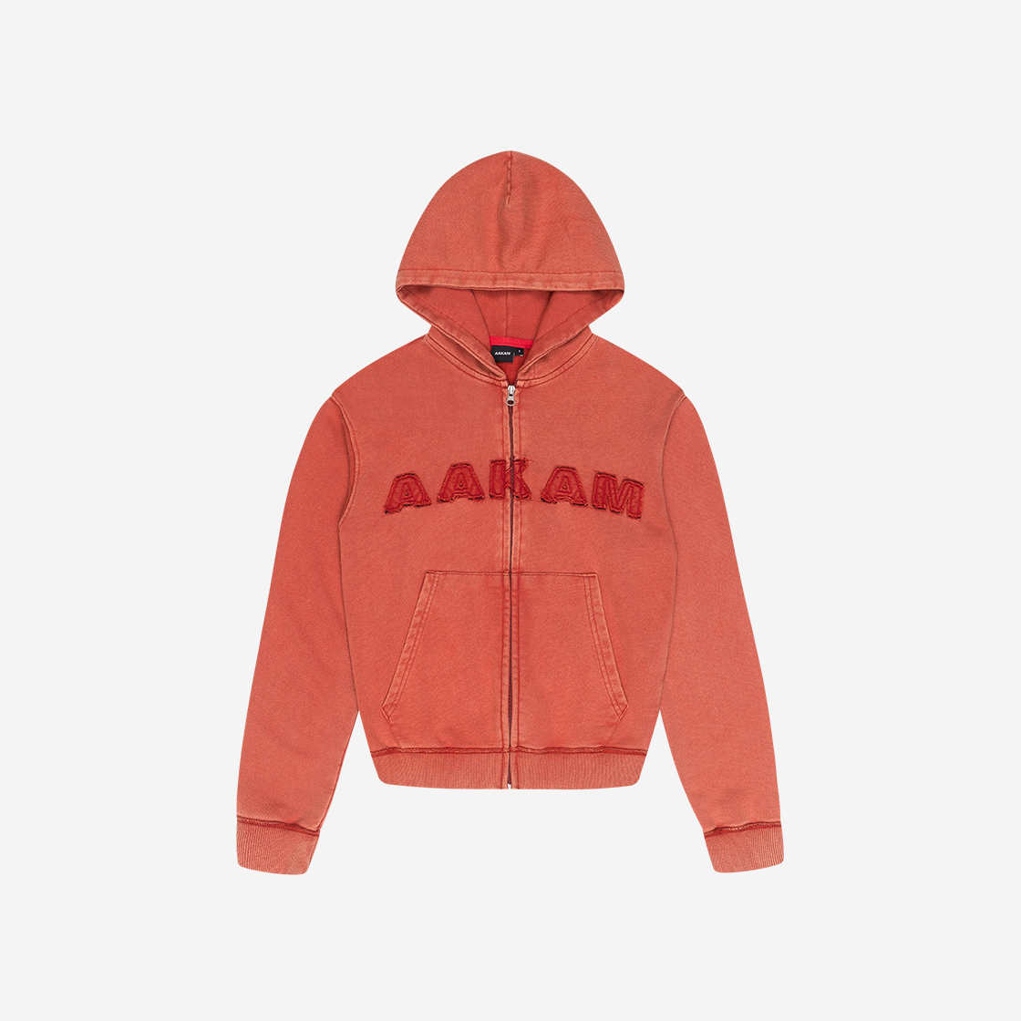 아캄 워시드 로고 집업 후디 레드 | AAKAM | KREAM