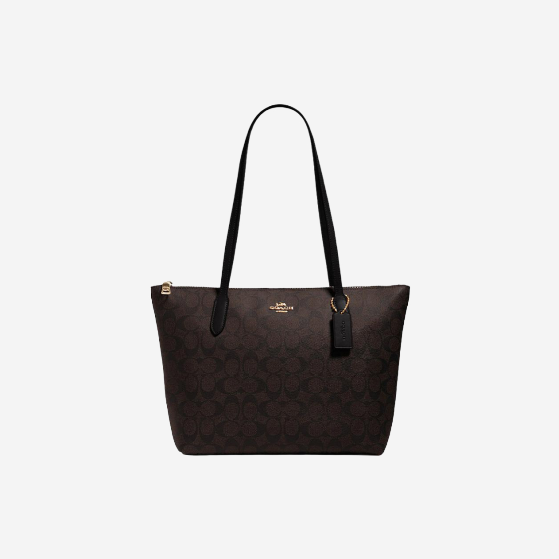 코치 시그니처 캔버스 집 탑 토트백 브라운 블랙 | Coach | KREAM