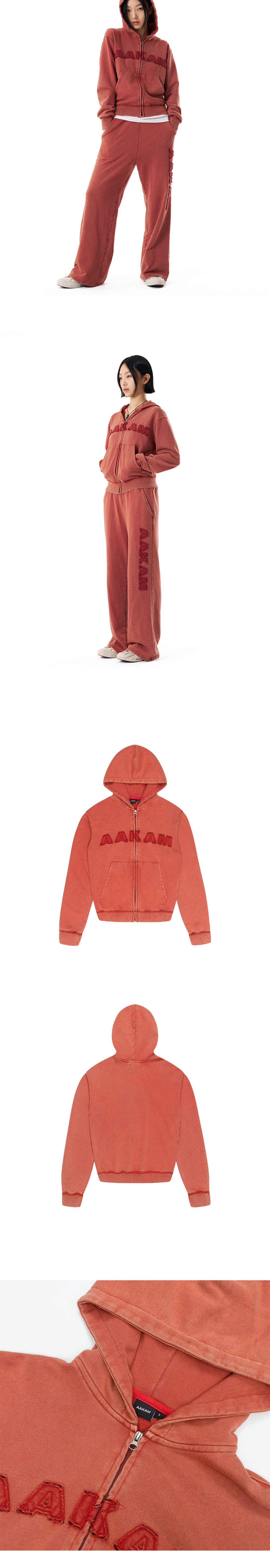 아캄 워시드 로고 집업 후디 레드 | AAKAM | KREAM