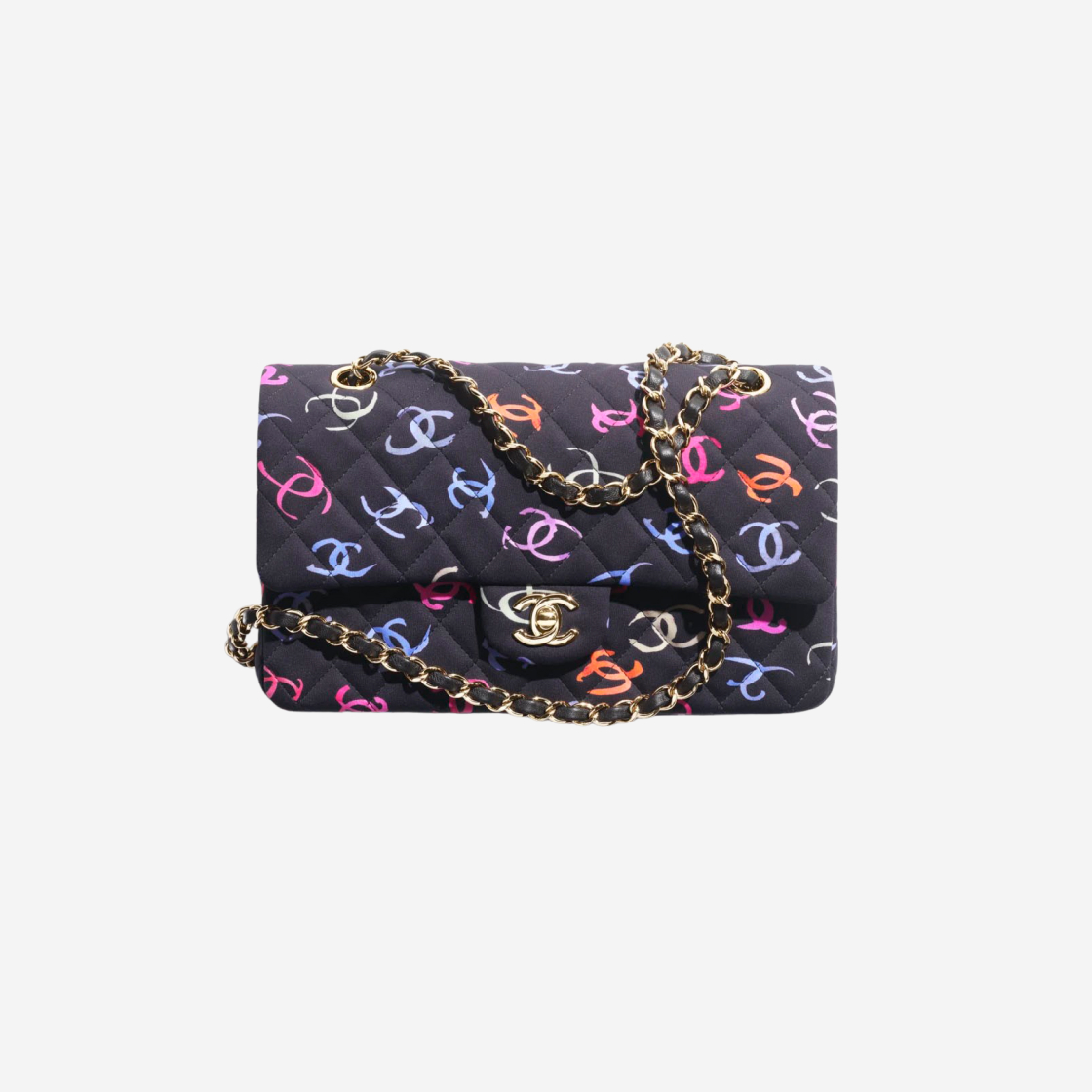 샤넬 클래식 11.12 핸드백 프린티드 패브릭 & 골드 메탈 블랙 멀티컬러 | Chanel | KREAM