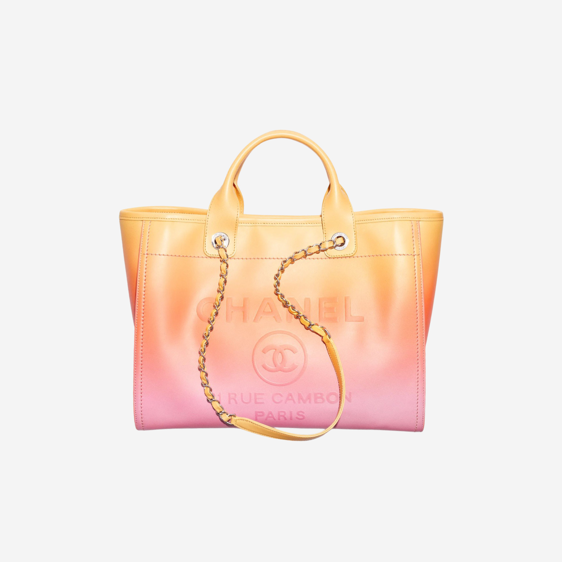 샤넬 쇼핑백 쉐이디드 카프스킨 & 실버 메탈 오렌지 코랄 핑크 | Chanel | KREAM