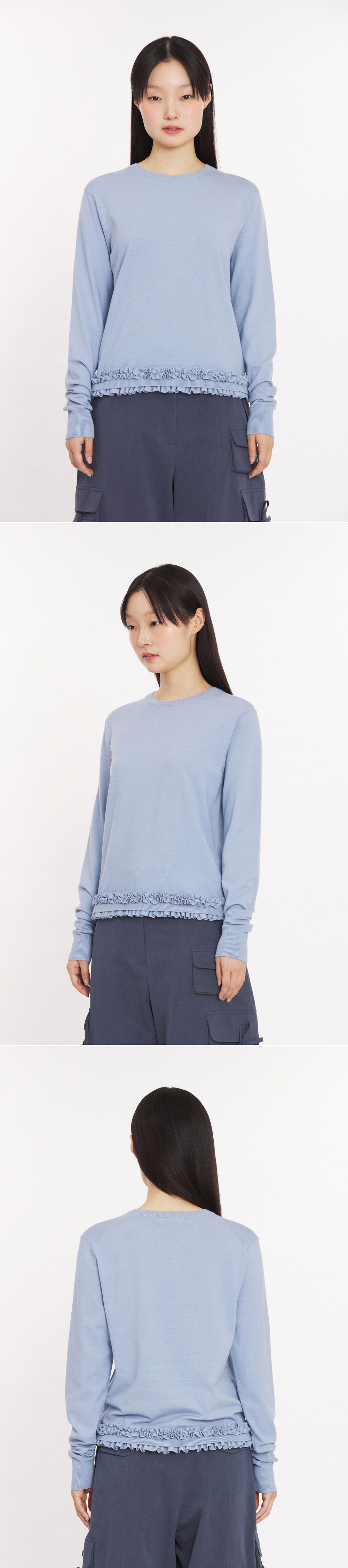 복복 프릴 프릴 니트 탑 라이트블루 | BOCBOK | KREAM