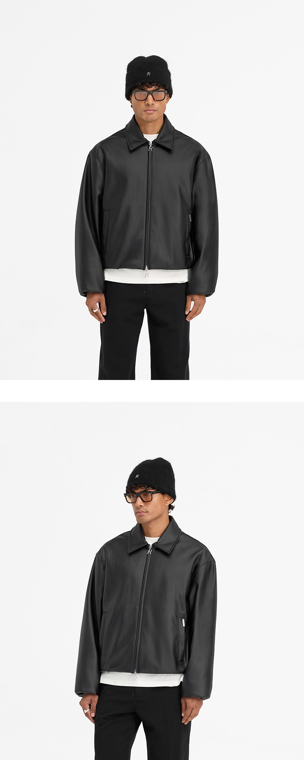 리프레젠트 폭스 레더 봄버 제트 블랙 - 24FW | Represent | KREAM