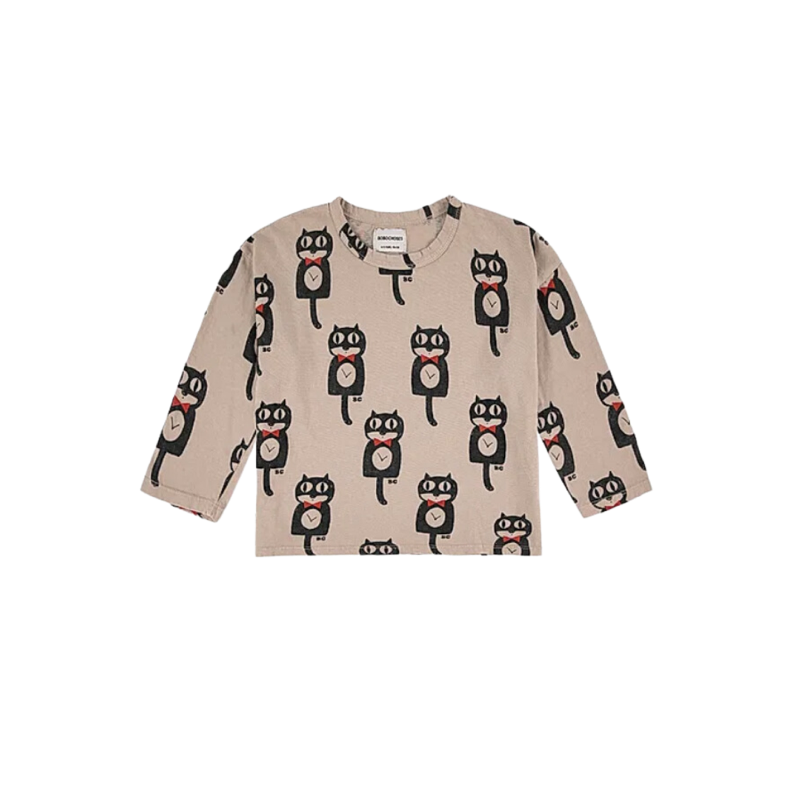 (키즈) 보보쇼즈 캣 오클락 올 오버 롱슬리브 티셔츠 라이트 브라운 | Bobo Choses | KREAM
