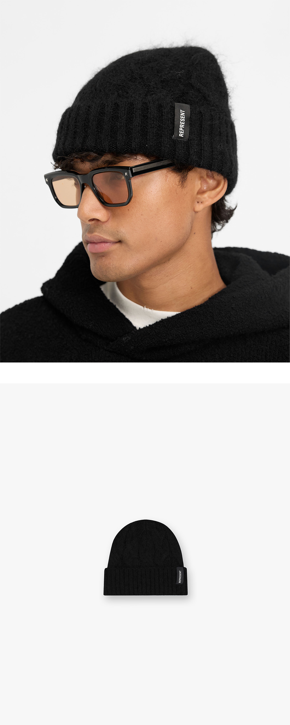 리프레젠트 알파카 비니 제트 블랙 - 24FW | Represent | KREAM