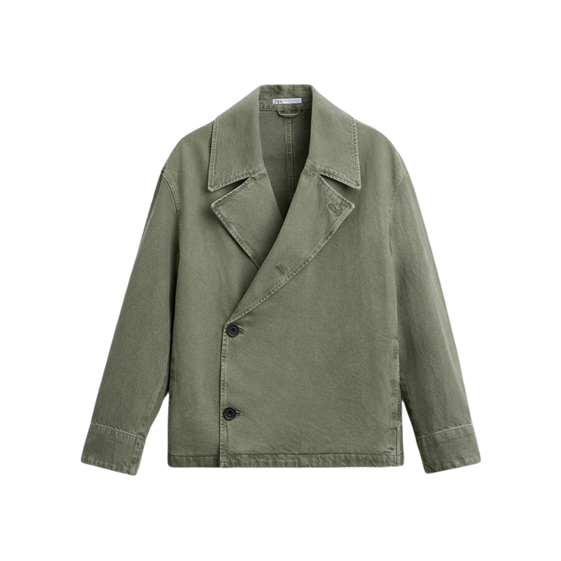 자라 워시드 크롭 트렌치 코트 그린 | Zara | KREAM