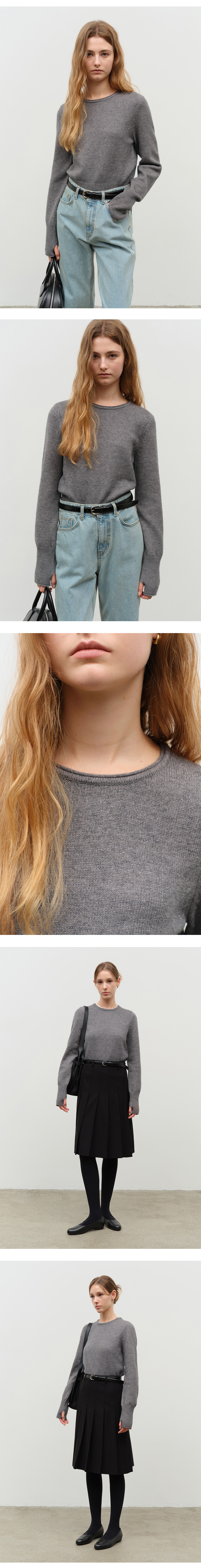 던스트 썸홀 커프 스웨터 멜란지 그레이 | Dunst | KREAM