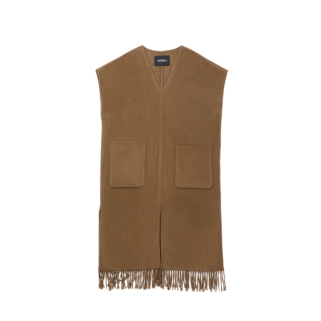 고엔제이 더블 페이스 울 블렌드 프린지 드레스 브라운 | GOEN.J | KREAM