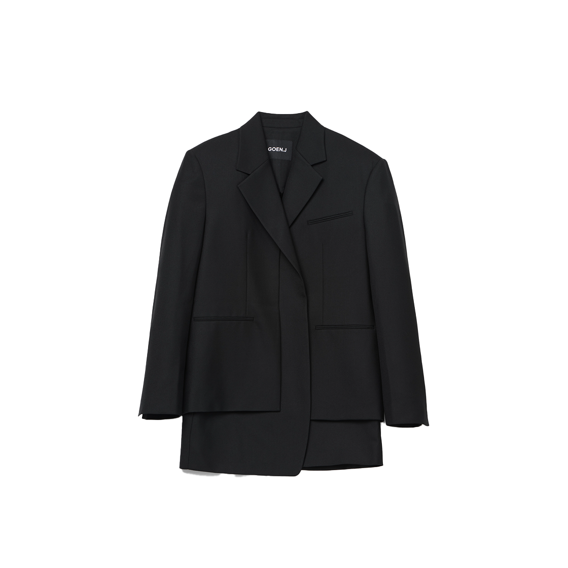 고엔제이 블레이저 레이어드 이펙트 베스트 롱라인 재킷 블랙 | GOEN.J | KREAM