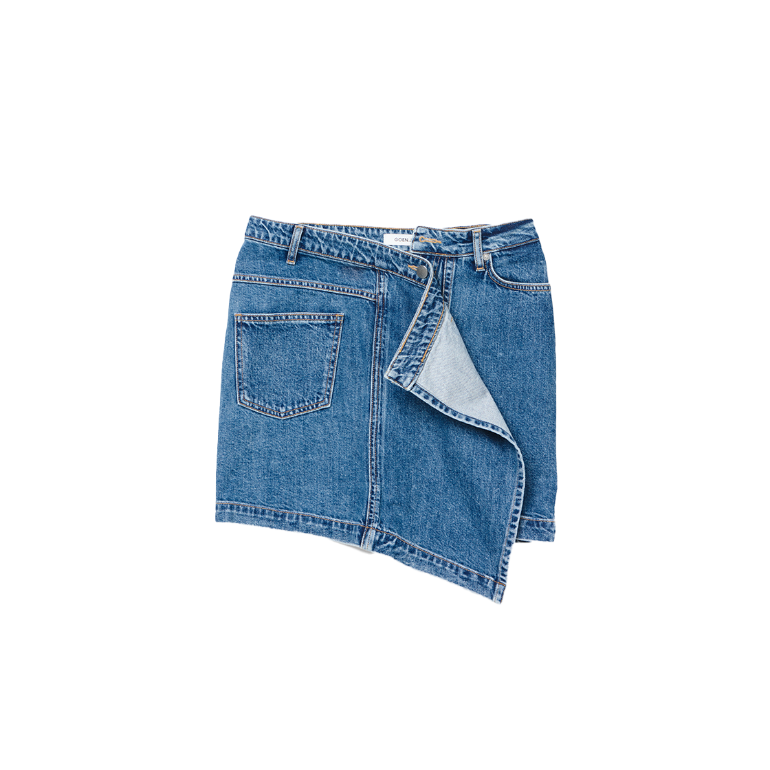 고엔제이 어시메트릭 드레이프 다운 워싱 미니 데님 스커트 블루 | GOEN.J | KREAM