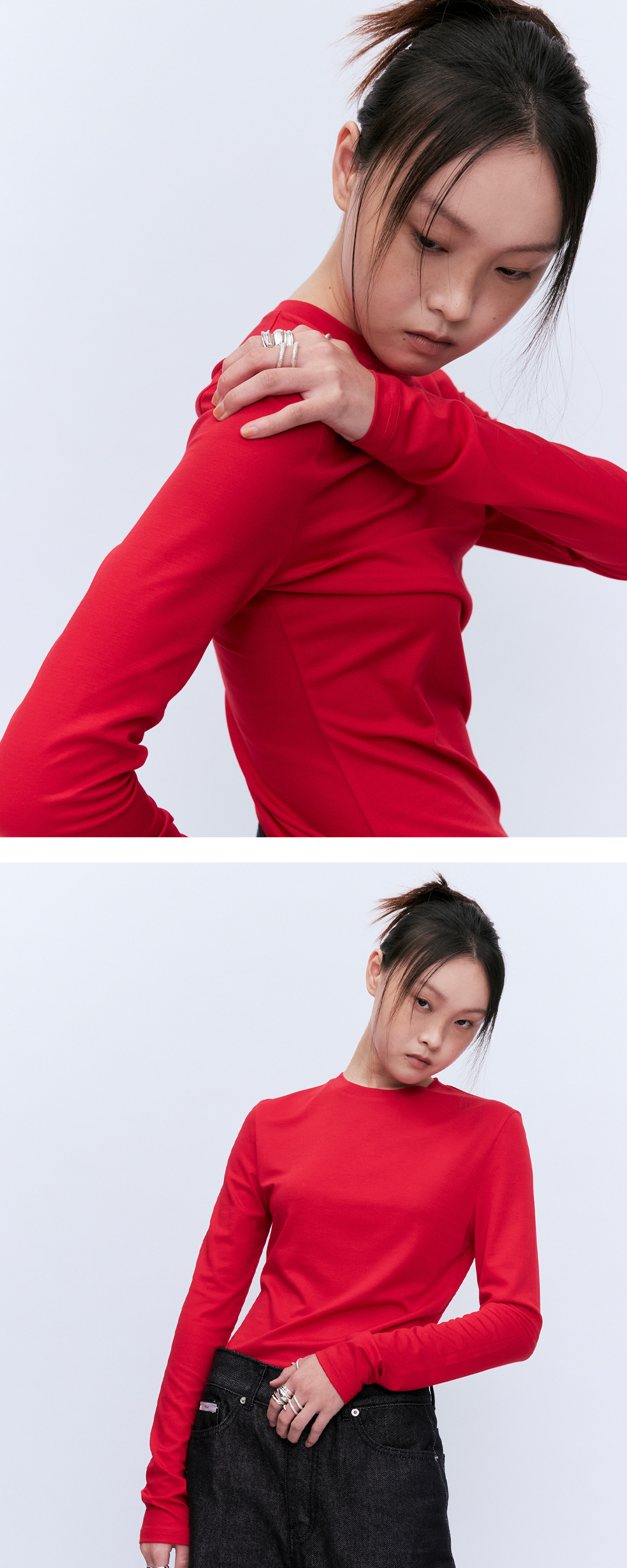 유지 이너슬리브티셔츠 레드 | YUJI | KREAM