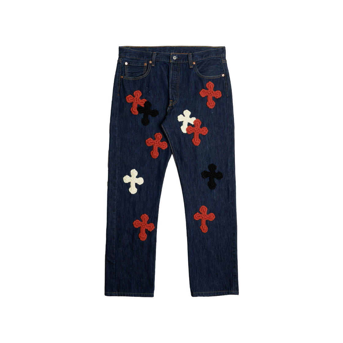 얀 리바이스 501 3D 크로스 니트 모티브 데님 팬츠 인디고 | Y.A.R.N. | KREAM