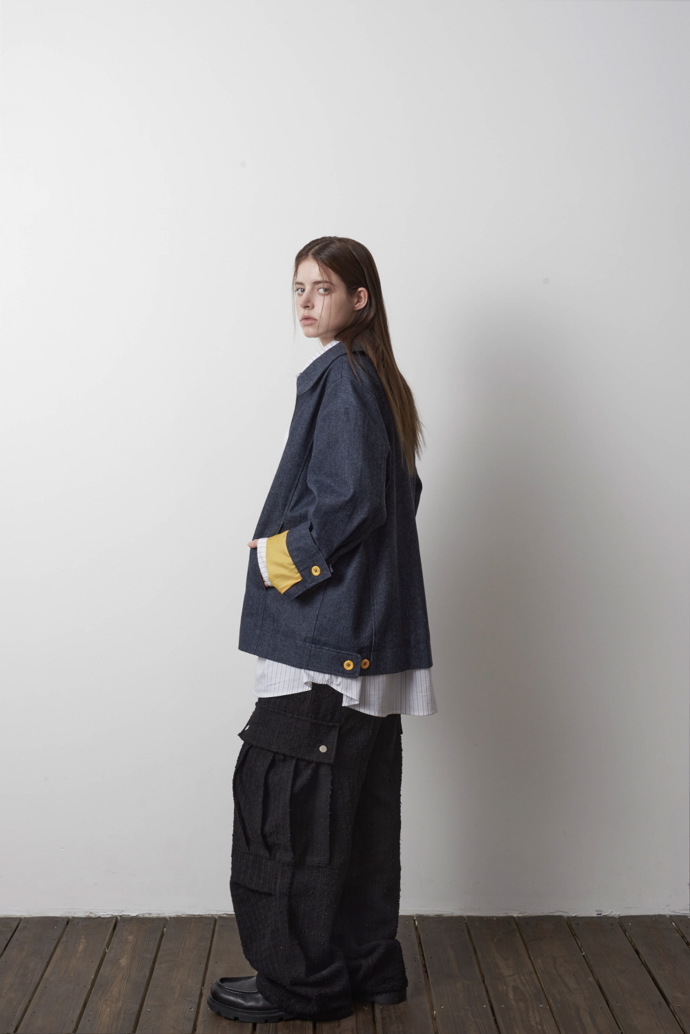 호노 리포트 자카드 카고 팬츠 데미지드 블랙 | Hono Report | KREAM