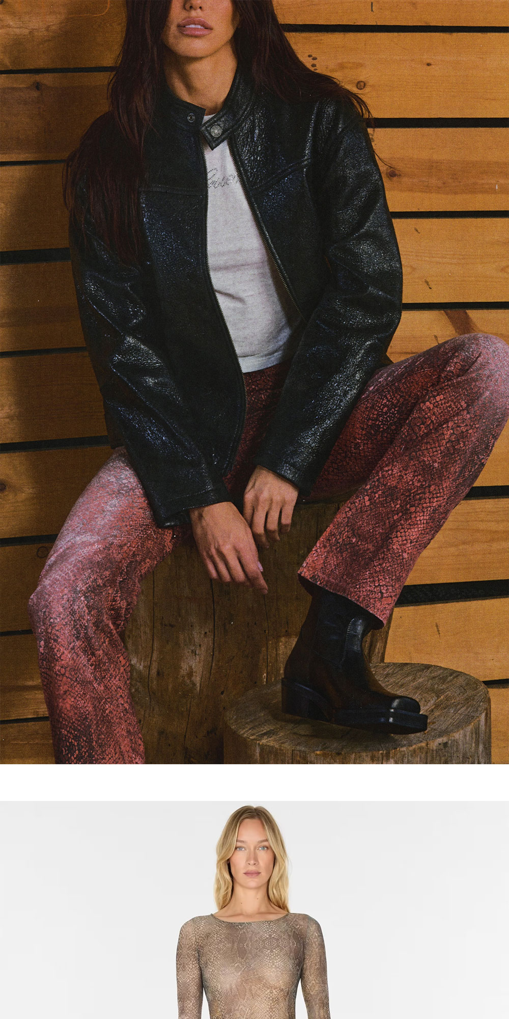 게스 USA 우먼 프린티드 스트레이트 팬츠 프린티드 메쉬 페티트 - 24FW | Guess USA | KREAM