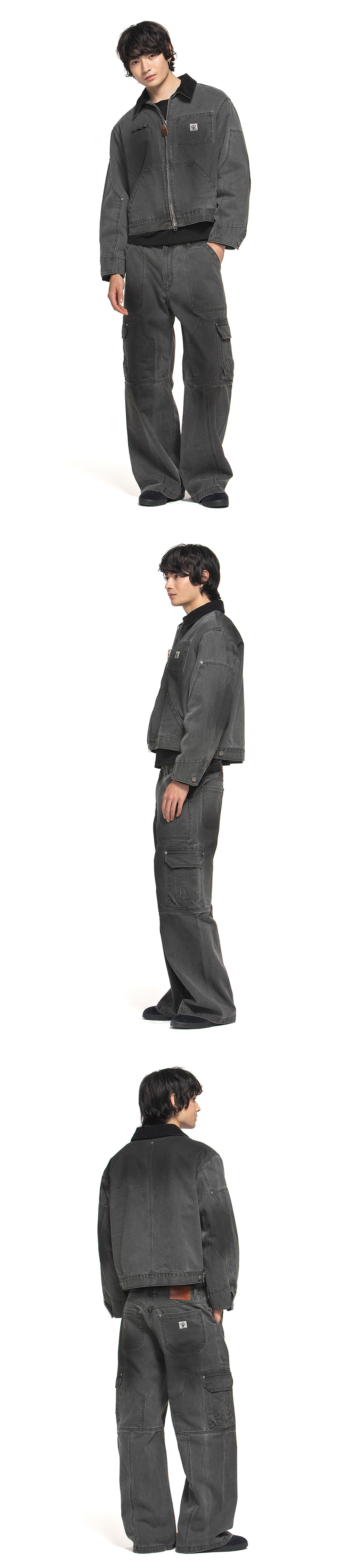 우드먼 오일 워시드 카고 팬츠 차콜 | WOODMAN | KREAM