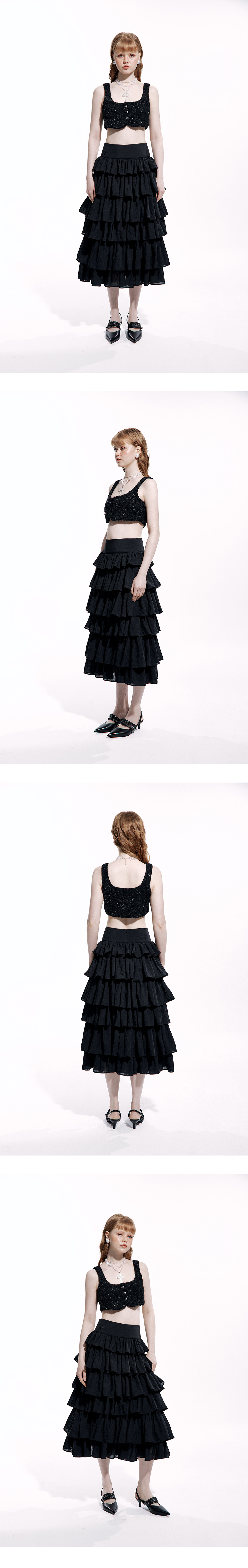 러프넥 롱 캉캉 스커트 블랙 | Roughneck | KREAM